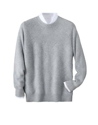 Generic Pull en tricot pour homme - Col rond - Solide - Pour lautomne et lhiver, gris, XXL