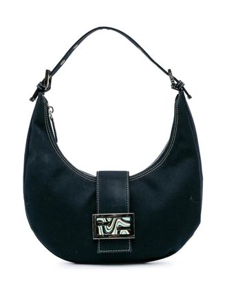 Fendi sac port&eacute; &eacute;paule en Toile FF Marble Croissant (2000-2010) - Bleu