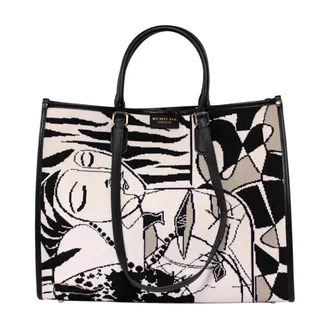 My Best Bags Firenze Sac cabas en tissu et cuir - Femme - Sacs - Multicolore - Taille: ONE Size