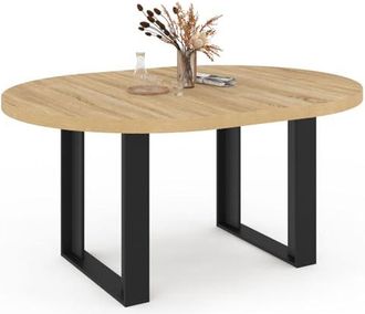 IDMarket Table à Manger Extensible Ronde Phoenix 4-6 Personnes Bois et Noir 110-150 cm