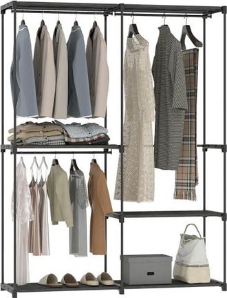 HOMCOM Armoire de Rangement, penderie Portable, Armoire Chambre avec 3 Barres de Suspension et 4 &eacute;tag&egrave;res, Facile &agrave; Assembler, penderie v&ecirc;tement pour vestiai
