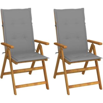 vidaXL Vidaxl - Chaises inclinables de jardin lot de 2 et coussins Bois acacia