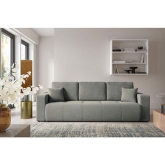 Fun Möbel Sofa 3-Sitzer mit Schlaffunktion augusto in Stoff Wind Grau