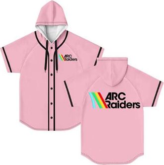 Generic Arc Raiders 2025 Merch T-shirt de baseball à capuche et manches courtes unisexe col rond, rose, XXL