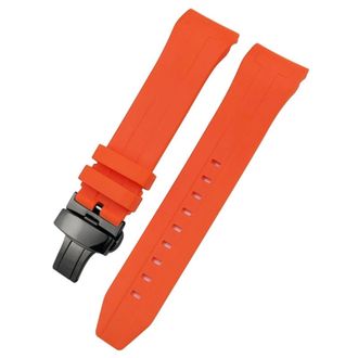 Generic 21mm 22mm gebogenes Ende Gummiarmband f&uuml;r T120 Seastar T120407A T120417A Schwarz Orange Silikon Uhrenarmband Handgelenk Armband