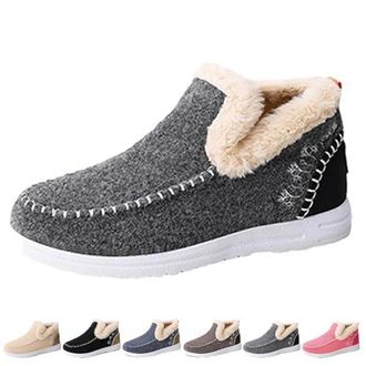 Generic Bottes orthop&eacute;diques en polaire &agrave; enfiler pour homme et femme, chaussures plates avec doublure en peluche, soutien de la vo&ucirc;te plantaire, chaussures c