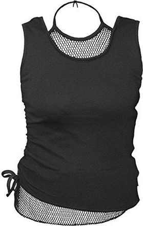 Spiral Direct Gothic Rock - 2in1 Neck Tie Mesh Top Black, D&eacute;bardeur Femme, Noir (Black 001), 40 (Taille Fabricant: Medium)