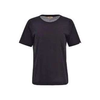 Herno Navy Baumwoll T-shirt mit Silber Logo - - Tops - Damen - Schwarzk - L