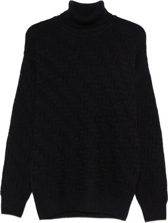 low brand pull texturé à col roulé - Bleu