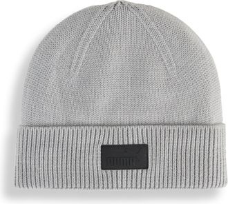Puma Erwachsene Essentials Elevated Rubber Patch Beanie OneSize, Gray Echo