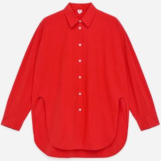 Arket Hemd Mit Abgerundetem Saum Und Schlitz -Rot