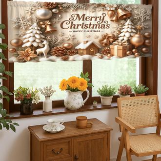 Generic Weihnachts-K&uuml;chenvorh&auml;nge, festliche traditionelle Schneeflockenglocke, Weihnachtsmotiv, Einzelpaneel, Volant f&uuml;r Fenster f&uuml;r kleine Wohnmobile, Sp&uuml;le