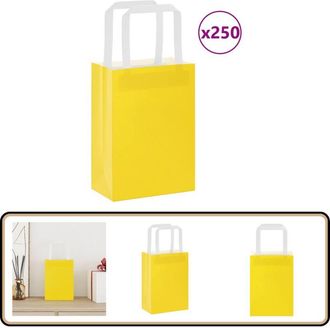 vidaXL Vidaxl - Papiertragetaschen 250 Stk. mit Henkeln Gelb 15x8x21 cm