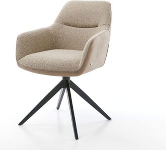 DELIFE Drehstuhl Pejo-Flex Materialmix Schlamm Kreuzgestell breit Schwarz 360&deg; drehbar Wippfunktion Taschenfederkern, Esszimmerst&uuml;hle