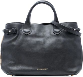 Burberry Hobo Bags - Medium Leather and House Check Banner Satchel - Gr. unisize - in Schwarz - f&uuml;r Damen