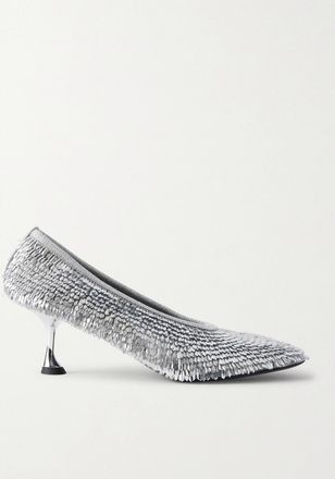 Proenza Schouler Escarpins En Résille À Sequins Tee - Argenté