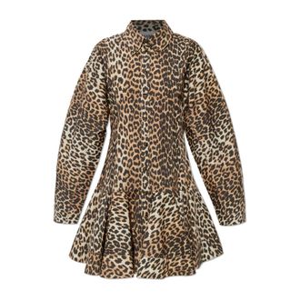 Ganni Femme, Robes, Brun, Taille: 44 FR Robe Chemise L&eacute;opard