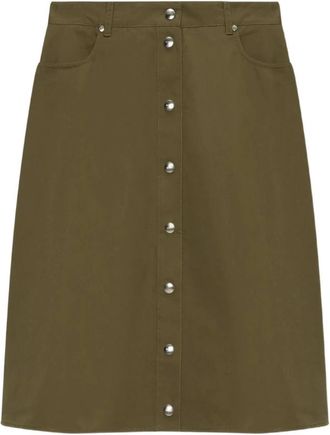 Msgm Msgm, Femme, Jupes, Vert, Taille: 36 FR Jupe midi trap&egrave;ze boutonn&eacute;e