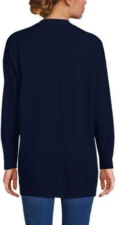 Lands End Langer Merino-Cardigan, Damen, Größe:40-42 regular, Blau, Wolle, by Lands End
