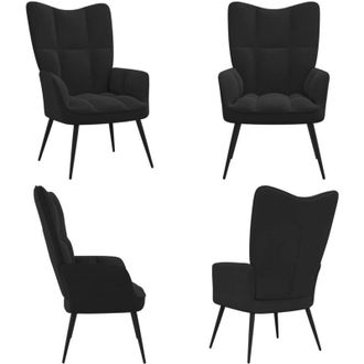 vidaXL Chaise de relaxation Noir Velours - Fauteuil Relaxant - Chaise Lounge - Mobilier Moderne - Chaise Velours Noir - Confort Assise - Home & Living