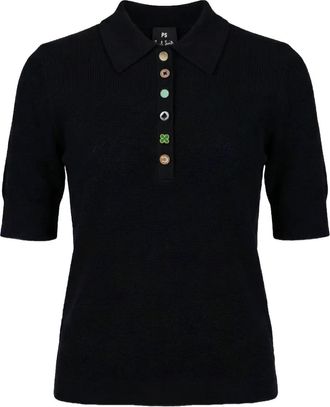 Paul Smith polo &agrave; col ray&eacute; - Noir