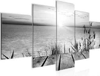Runa Art Bilder Brücke Am See 200 x 100 cm 5 Teilig XXL Wanddekoration Design Schwarz Weiss 034351c