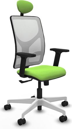 Piqueras y Crespo Stuhl mit Nackenst&uuml;tze, 2D-Arme, h&ouml;henverstellbare Lendenwirbelst&uuml;tze und festes Kopfteil, ausgestattet mit 3 Positionen und Schneidschaum, Wei&szlig;/Pista