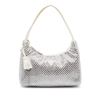 Prada Sac bandouli&egrave;re pr&eacute;-aim&eacute; orn&eacute; de cristaux - Femme - Pre-owned - Blanc - Taille: ONE Size