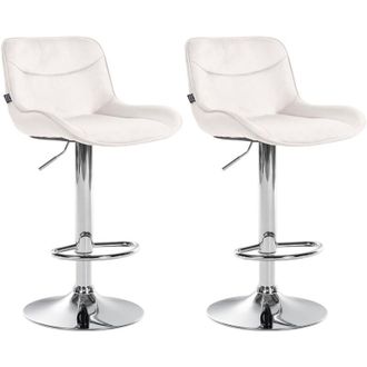 Clp 2er Set Barhocker Vonore Samt creme chrom