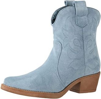 Elara Bottes Femme Bottines de Cowboy Chunkyrayan 301-A31S Blau-40