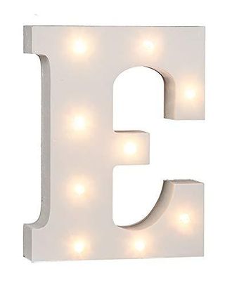 Out of the Blue Out of the Blue 57/6078 - Holz Buchstabe E beleuchtet mit 9 LED Lichtern, batteriebetrieben, ca. 16 cm, 16 x 3 x 16 cm