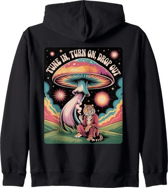 Shinkai Retro Psychedelic Tiger Pilz Cosmic Vibes Kapuzenjacke