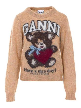 Ganni Pull Col Rond - Beige