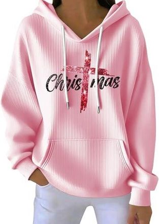Generic Sweat à capuche de Noël surdimensionné pour femme - Pull à manches longues - Pull à capuche décontracté pour lhiver 2025, Sweat à capuche surdimension