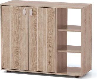 Giantex GOPLUS Schuhschrank, Schuhregal mit T&uuml;ren & 3-stufig verstellbaren offenen Regalen, Schuhkommode schmal, Aufbewahrungsschrank f&uuml;r Flur, Diele & Wohnzi