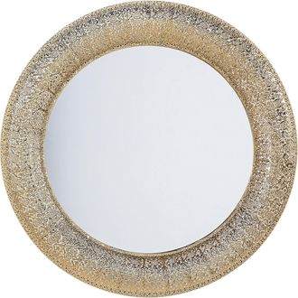 Beliani Stilvoller Spiegel rund Metall 80 x 80 cm Gold Channay