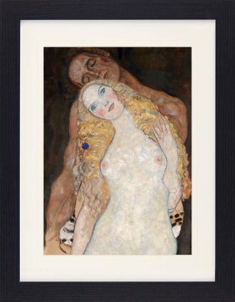 1art1 Gustav Klimt Poster Adam Und Eva, 1918 Gerahmtes Bild Mit Edlem Passepartout | Wand-Bilder | Im Bilderrahmen 40x30 cm