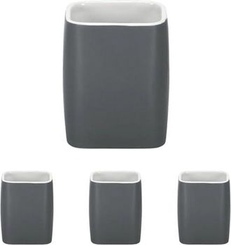 Kleine Wolke 5066901852 Zahnputzbecher Cubic, Accessoires, anthrazit, 7.4 x 7.4 x 9.1 cm (Packung mit 4)