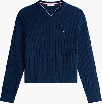 Tommy Hilfiger Pull &agrave; col V torsad&eacute; en coton