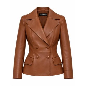 Dolce & Gabbana Kalbslederjacke - - Jackets - Damen - Braun - 2XS
