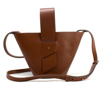 Carolina Santo Domingo Brown Leather Amphore Melone Bucket Bag