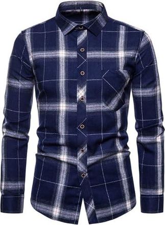 Generic Chemises habill&eacute;es &agrave; carreaux pour homme, coupe r&eacute;guli&egrave;re, formelles, manches longues, flanelle, d&eacute;contract&eacute;es, &agrave; carreaux tartan, chemises de b&ucirc;chero
