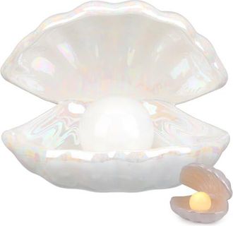 BESPORTBLE Lampe de chevet en coquillages - D&eacute;coration de table - Pour chambre &agrave; coucher, salon - Blanc