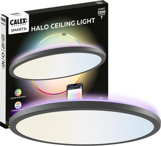 Calex Halo Smarte Deckenleuchte, 40cm, RGB- und Warmwei&szlig;es Licht, Schwarz