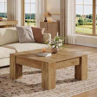 Tribesigns Tribesigns Quadratischer Couchtisch f&uuml;r Wohnzimmer, 100 x 100 x 50 cm, Wohnzimmertisch aus Holz, Beistelltisch im Farmhaus-Design aus MDF mit