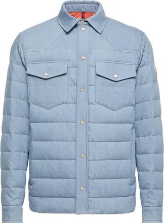 Moncler Moncler Doudoune-chemise En Denim Tiriol, Homme, Bleu, Taille: 0