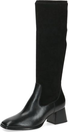 Caprice Damen Hohe Stiefel mit Absatz aus Leder bis zum Knie Weite G, Schwarz (Black Comb), 37 EU