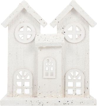 Lurrose Leuchtendes Weihnachtshaus Weihnachtsdeko mit Warmwei&szlig;em LED Licht Dekoratives Holzornament f&uuml;r Garten und B&uuml;ro