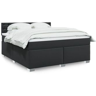 vidaXL Vidaxl - Boxspringbett mit Matratze Schwarz 180x200 cm Kunstleder