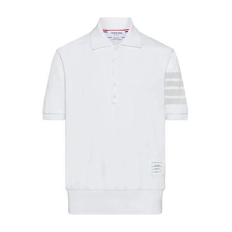 Thom Browne Polo en coton - Homme - Tops - Blanc - Taille: L